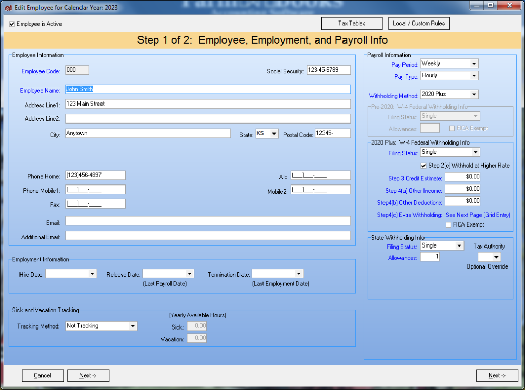 Step 4: Setup Employees - Sanders Software Consulting Inc. Lawrence, KS